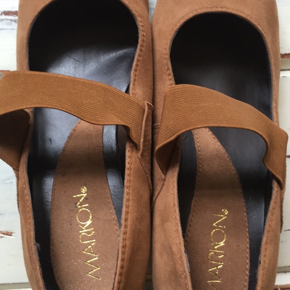 Markon | Shoes | Markon Chestnut Suede Mary Jane Style Wedge Shoe ...